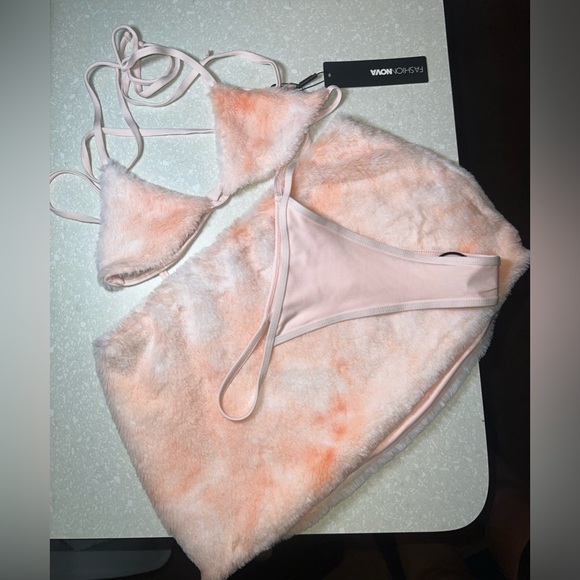 Fashion Nova | Swim | Fuzzy Feelings Fur 3 Piece Bikini Sunsuit | Poshmark